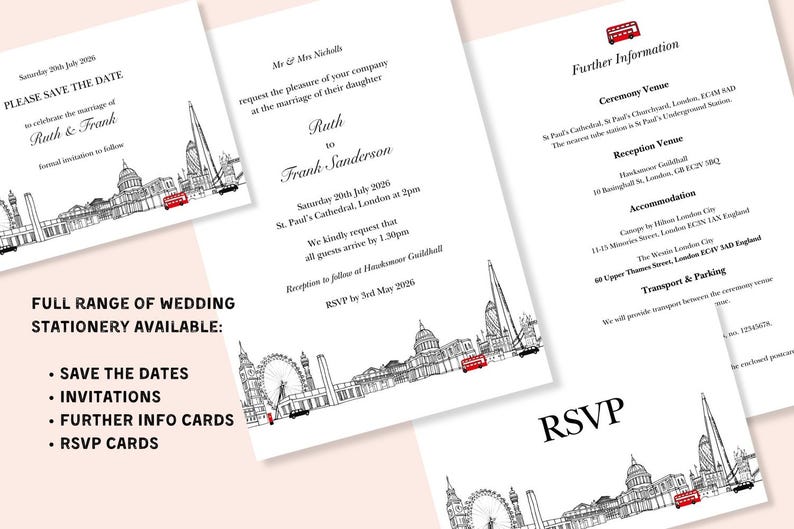 Printable London Wedding Invitation Template - Editable Instant ...