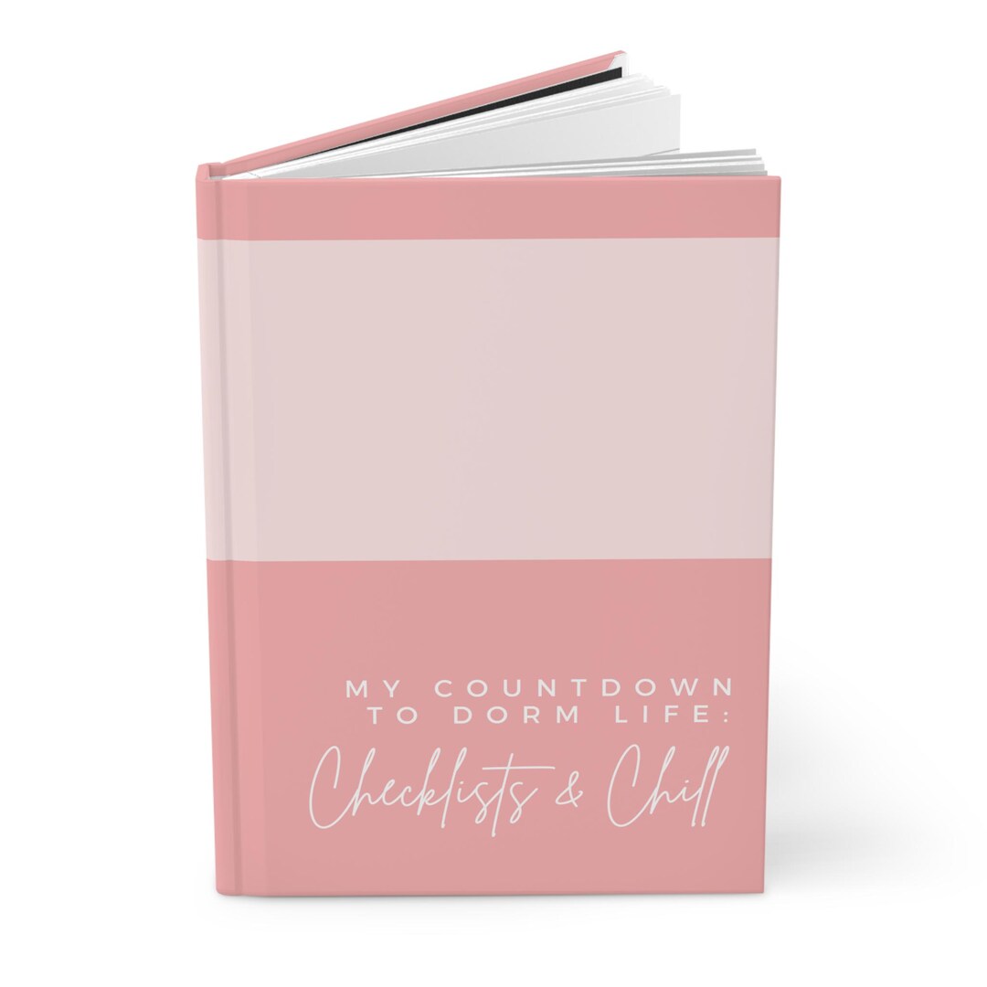 Pink Design College Countdown Checklist & Chill Hardcover Notebook 150 ...