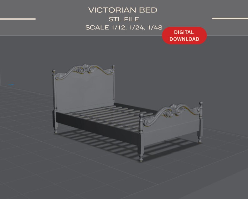 Victorian Dollhouse Bed: 3D Print STL Files (1/12, 1/24, 1/48 Scale) - Etsy