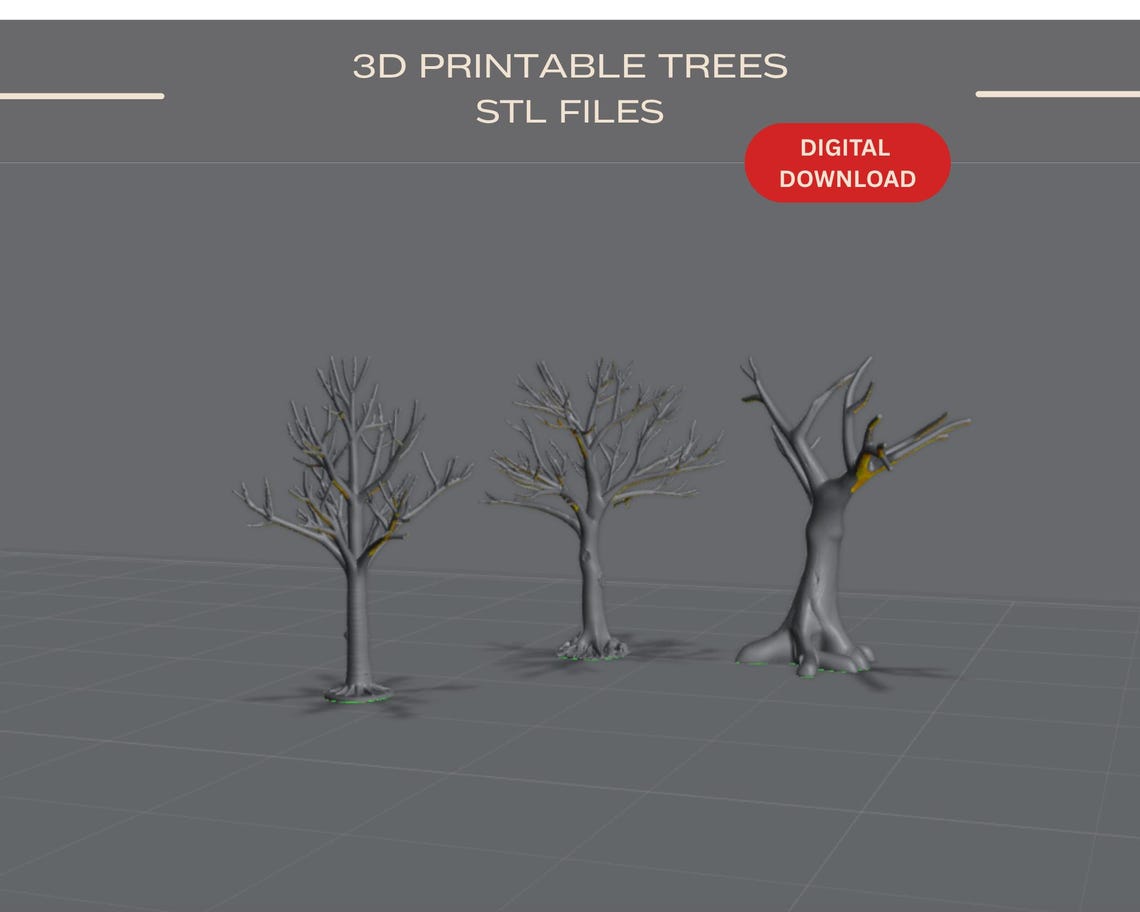 Leafless Tree STL Set: Scalable 3D Print Files for Dioramas (digital ...
