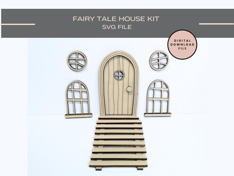 DIY Fairy House Kit With Opened Door and Windows SVG Laser Cut File ...