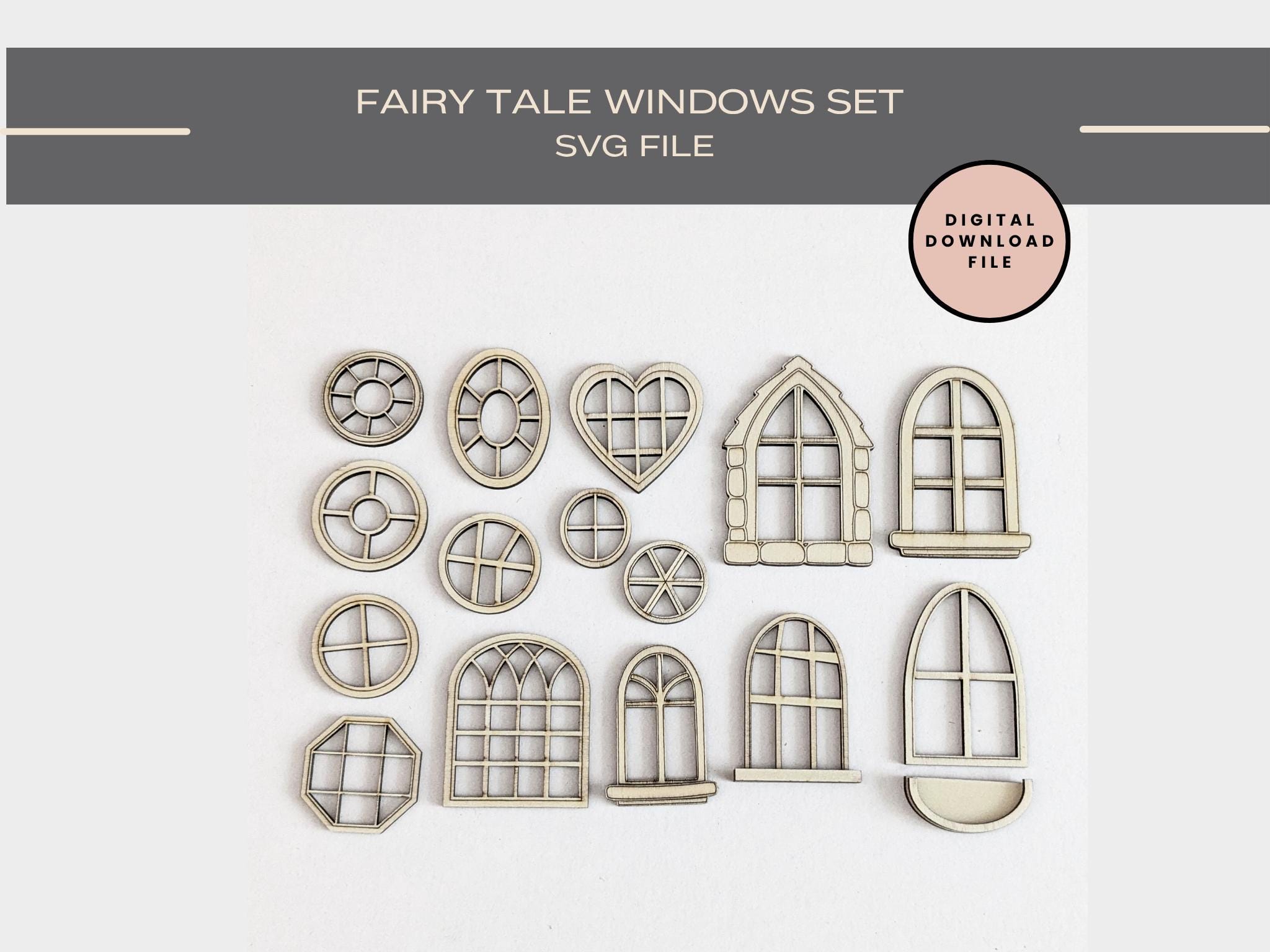 Fairy Windows Set SVG Laser Cut File for DIY Miniature Diorama Window ...