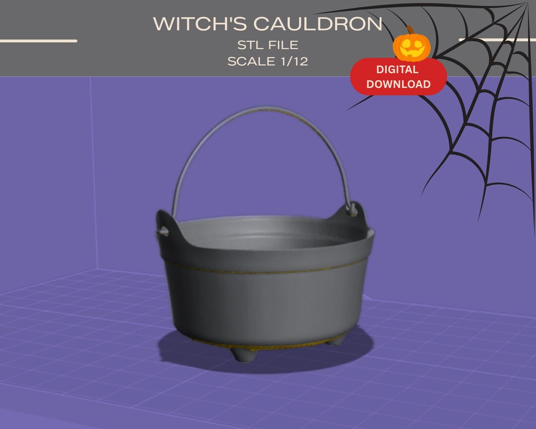 3D Printed Witch's Cauldron: Halloween Dollhouse Miniature STL File ...