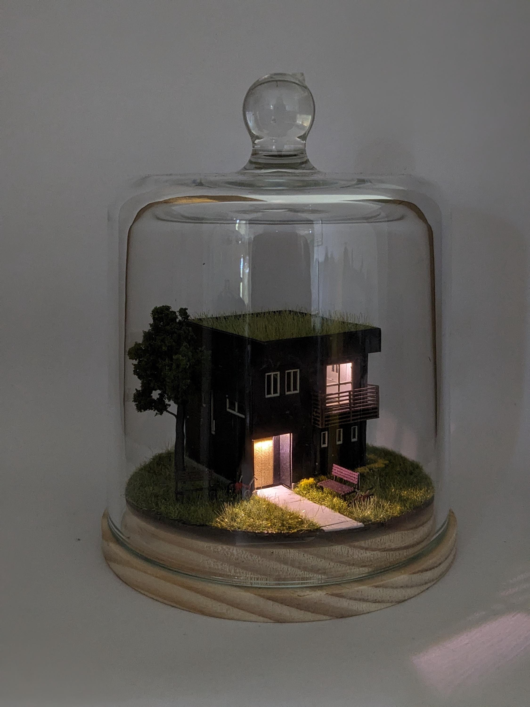 Lighting Miniature Diorama in Glass Bell Jar With Light Jar Night Light ...
