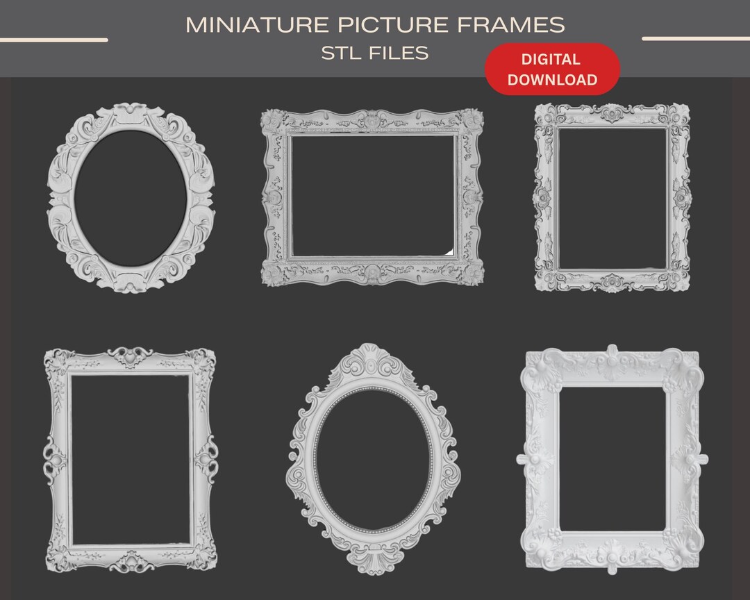 Dollhouse Picture Frames: Miniature 3D STL Files (1/12, 1/24, 1/48 ...