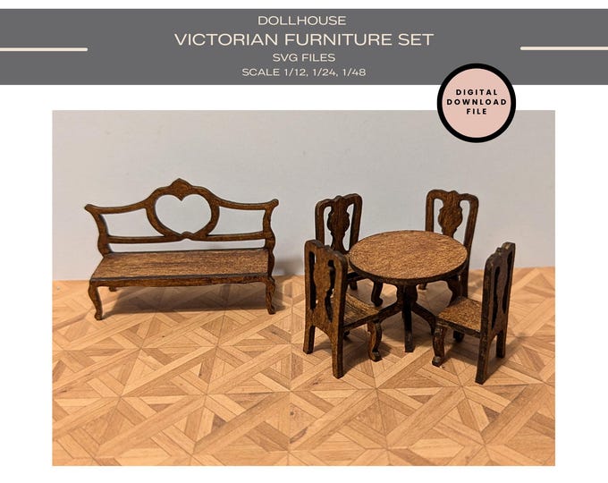 Dollhouse Victorian Furniture Set: SVG Files, 1/12, 1/24, 1/48 Scale ...