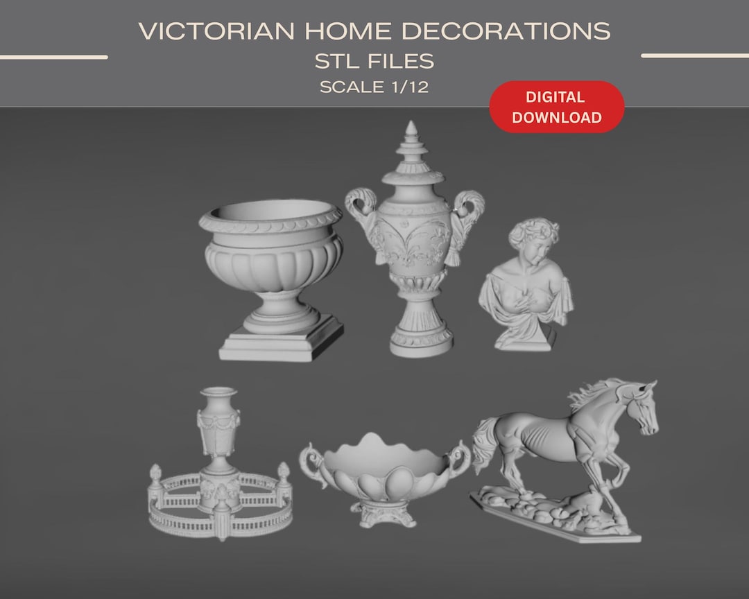 Victorian Style Dollhouse Decor Set STL File: Scale 1/12 (digital ...
