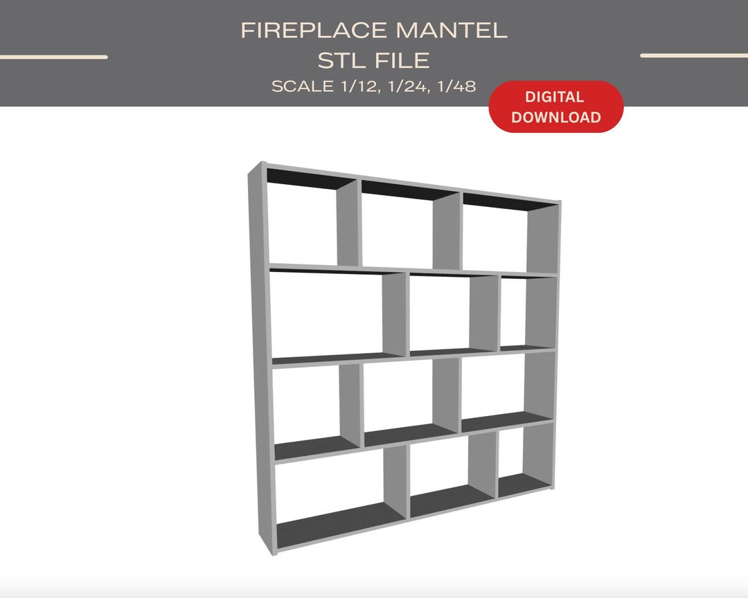 Modern Opened Bookshelf 3D Model STL for Dollhouse (1/12, 1/24, 1/48 ...