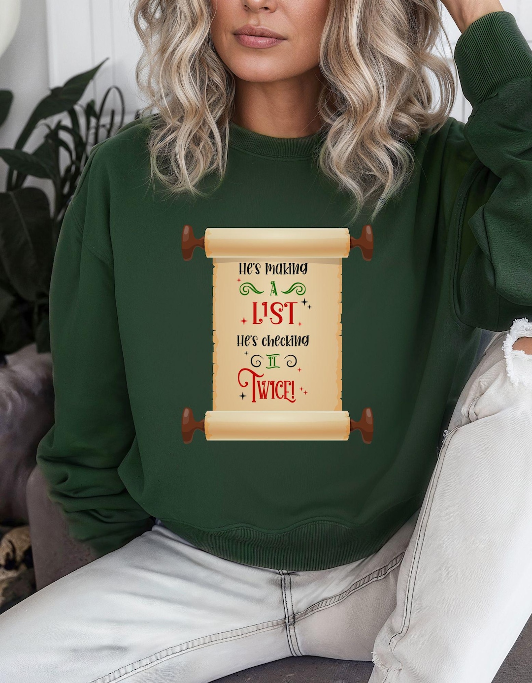 He's Making a List, He's Checking Twice Christmas Sweater Fun, Festive ...