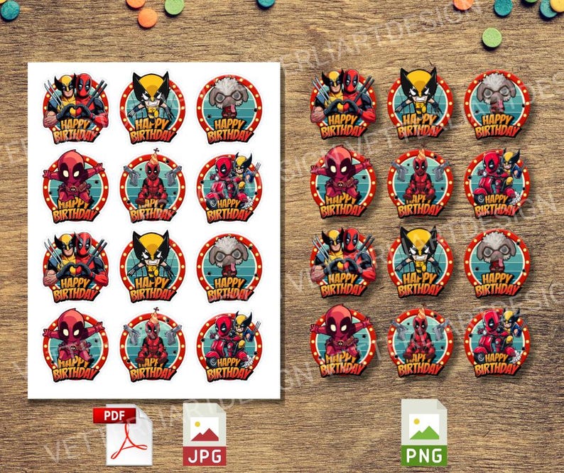 Deadpool and Wolverine Cupcake Toppers, Printable Cupcake Topper ...