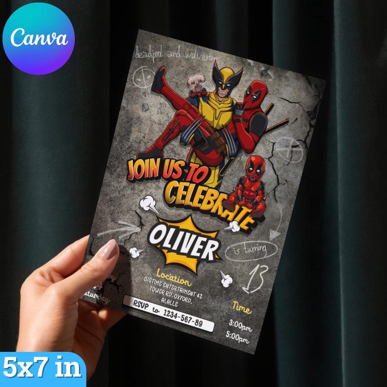 Deadpool and Wolverine Birthday Party, Printable Invitation, Party ...