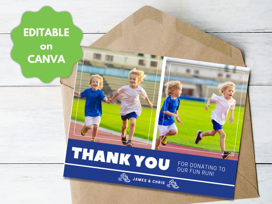 Editable Thank You Template, Fun Run, From Kids, Canva Template ...