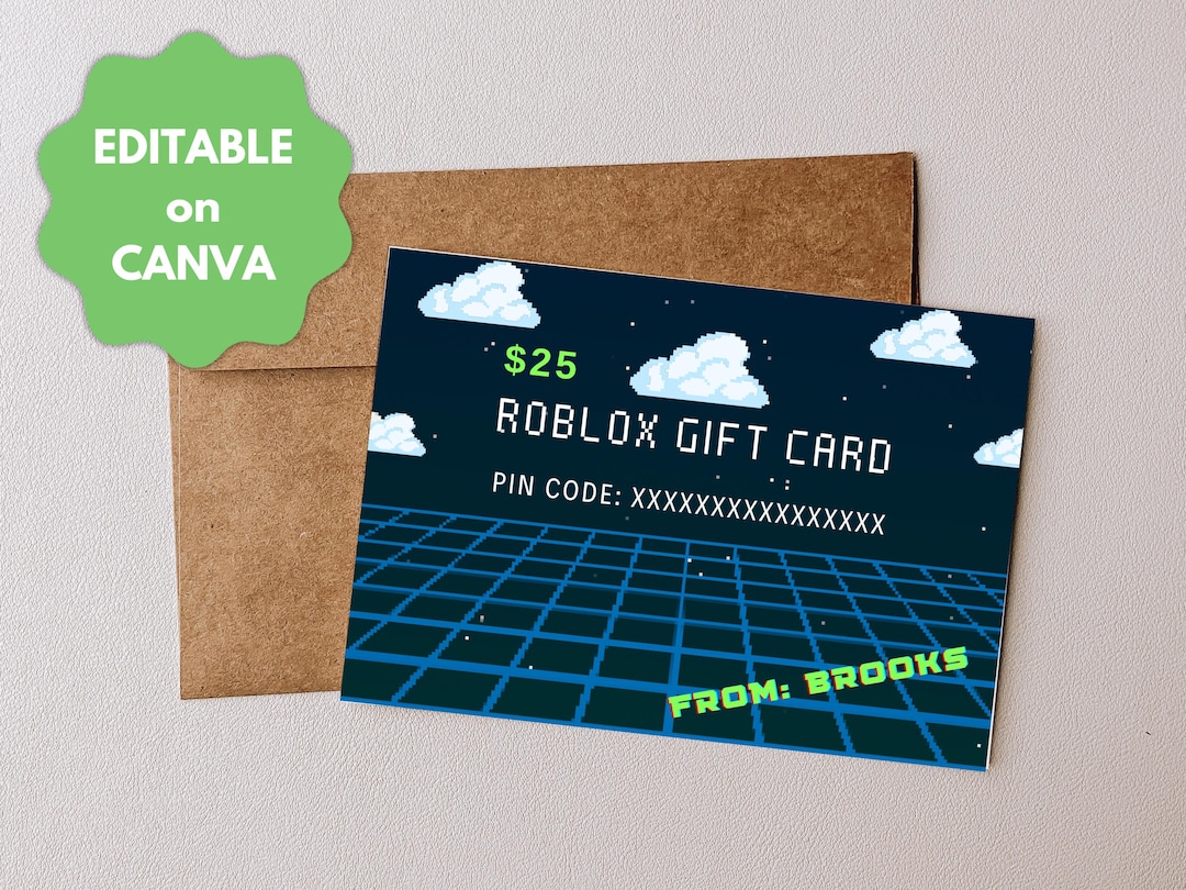 Editable Gift Card, Digital Gift Card, Roblox Gift Card, Custom ...