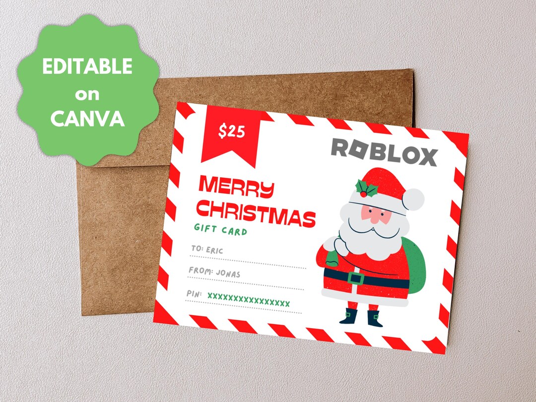 Editable Gift Card, Digital Gift Card, Roblox Gift Card, Custom ...
