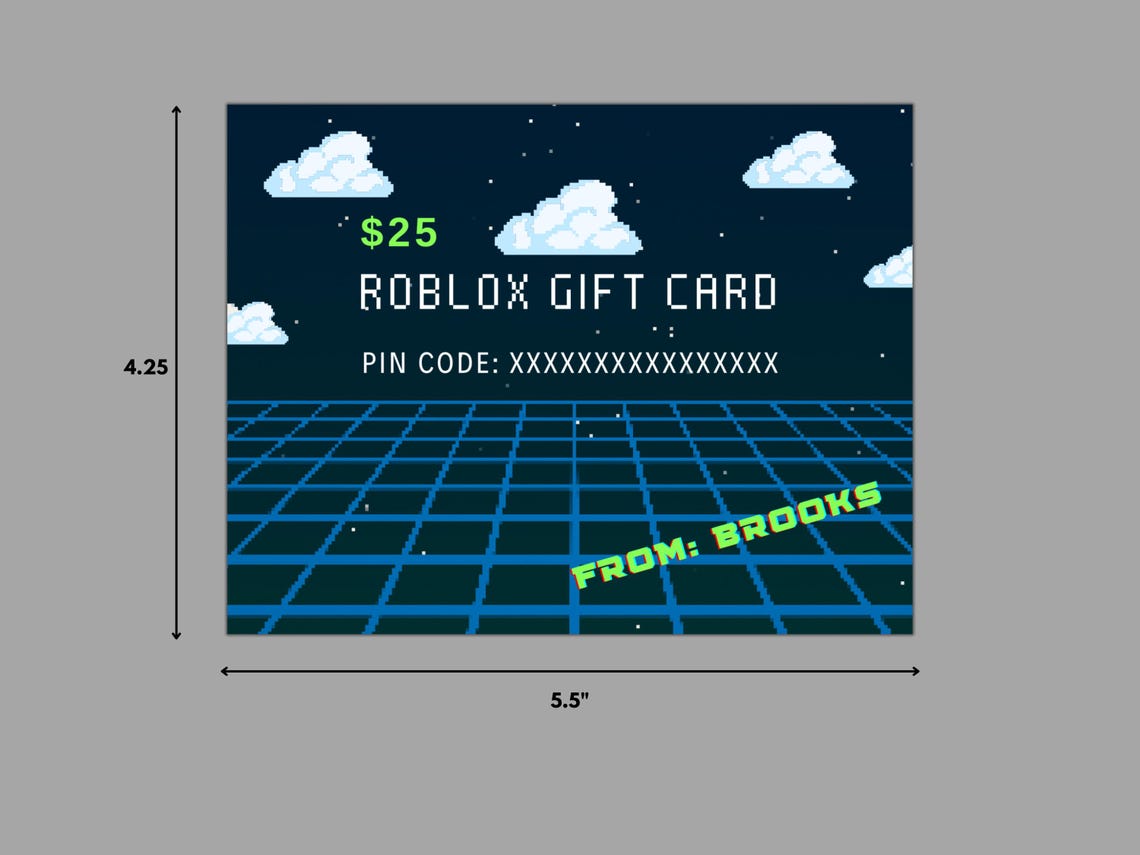 Editable Gift Card, Digital Gift Card, Roblox Gift Card, Custom ...