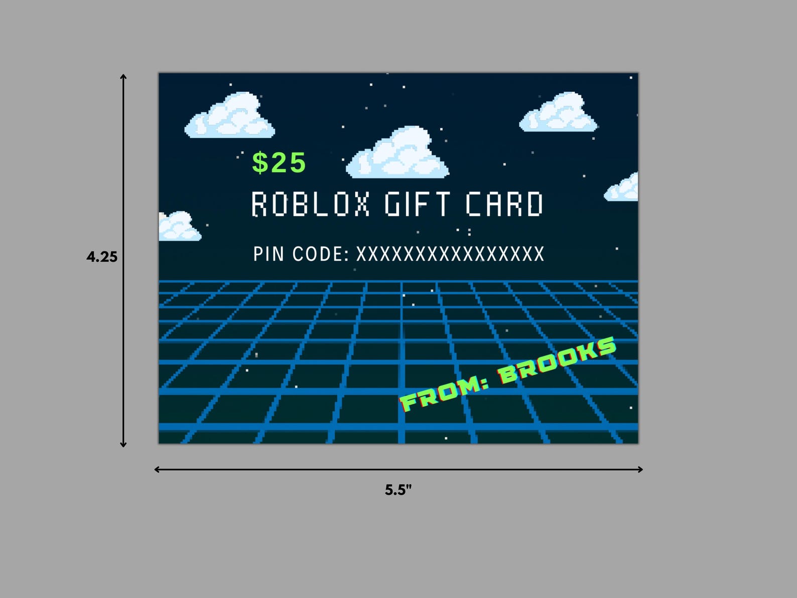 Editable Gift Card, Digital Gift Card, Roblox Gift Card, Custom ...