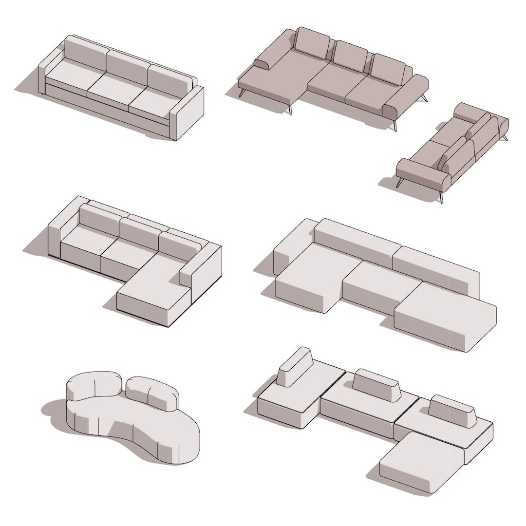 Sofas Revit Families for Interior Designers - Etsy
