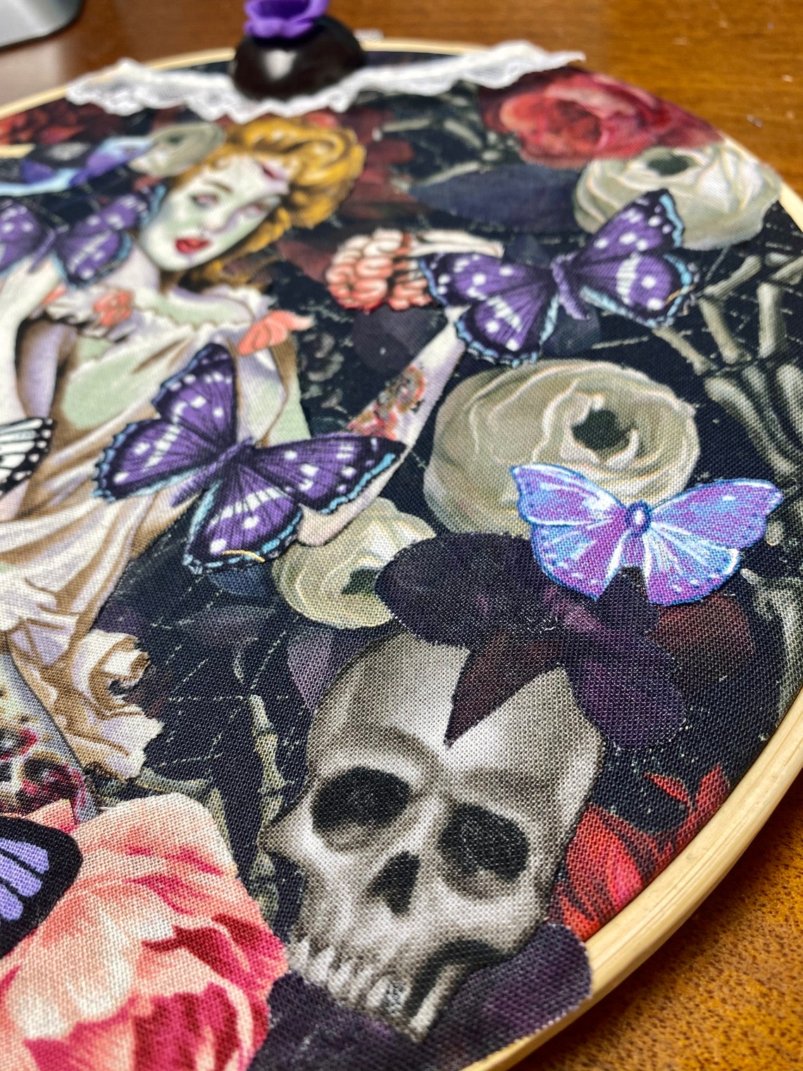 Zombie Pinup Fabric Collage With Vintage Button - Etsy Sweden