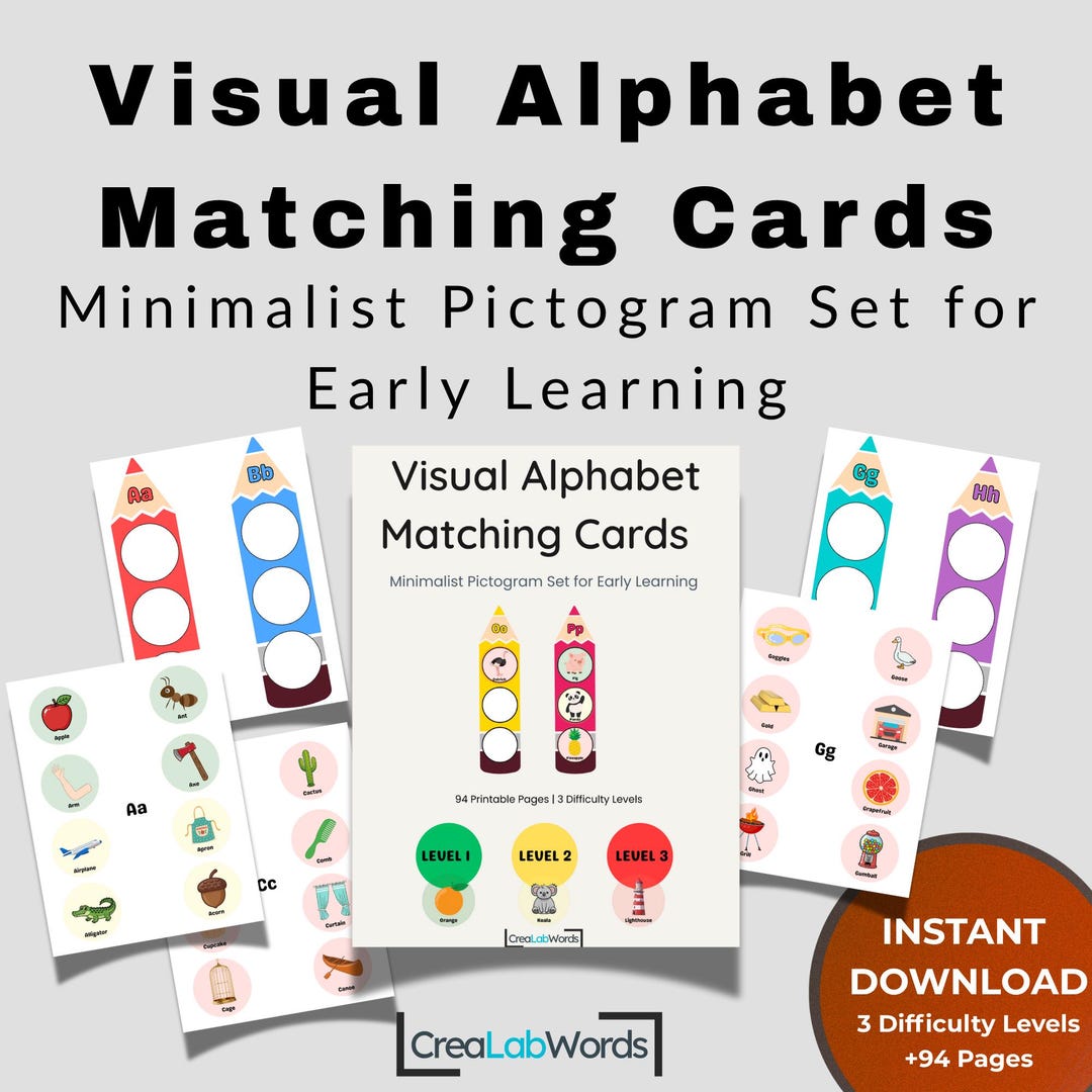 Minimalist Alphabet Matching Cards | Visual ABC Learning Flashcards ...