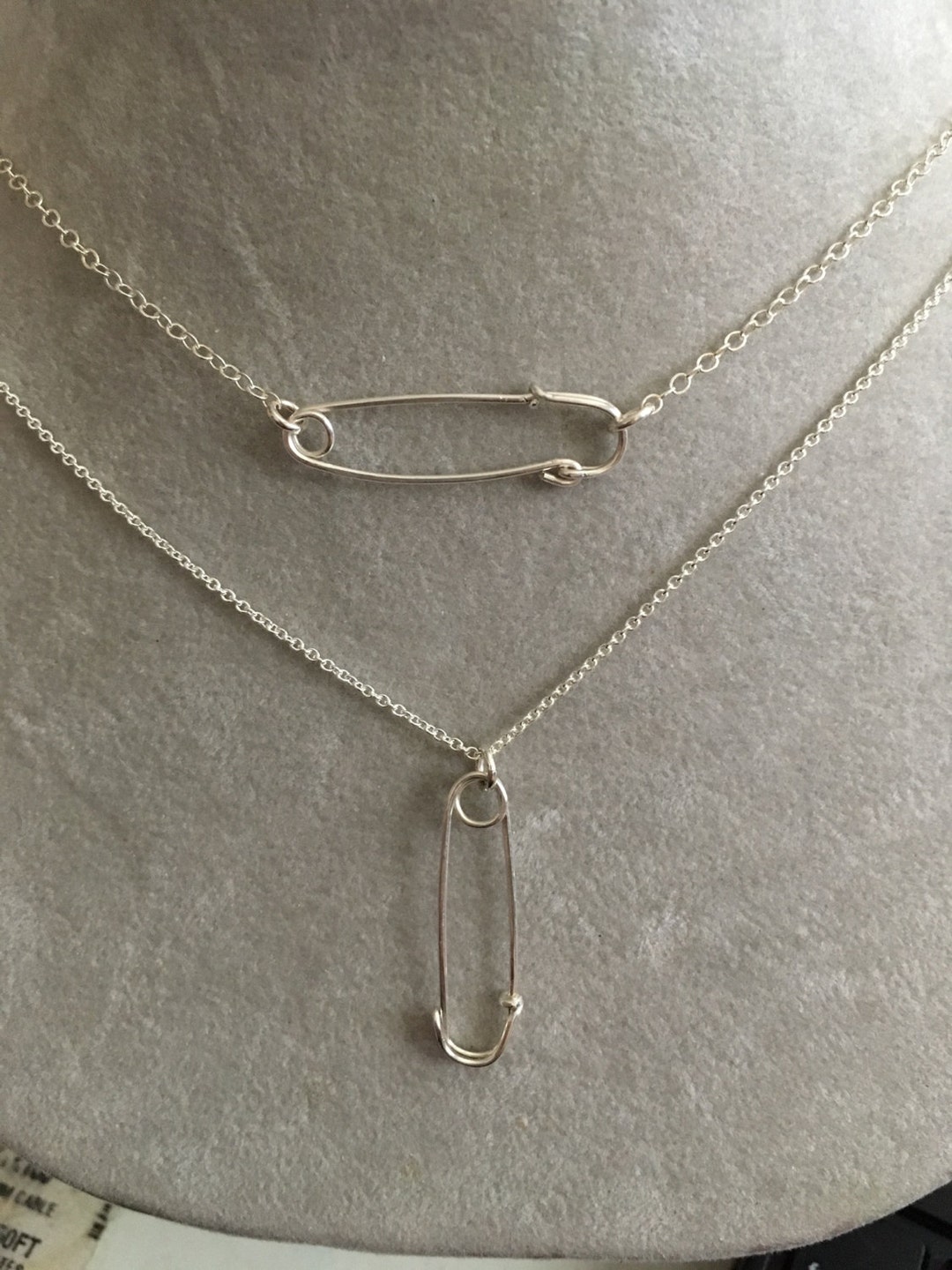 Tiny Sterling Silver Safety Pin Necklace -- Politics Election Democrat ...