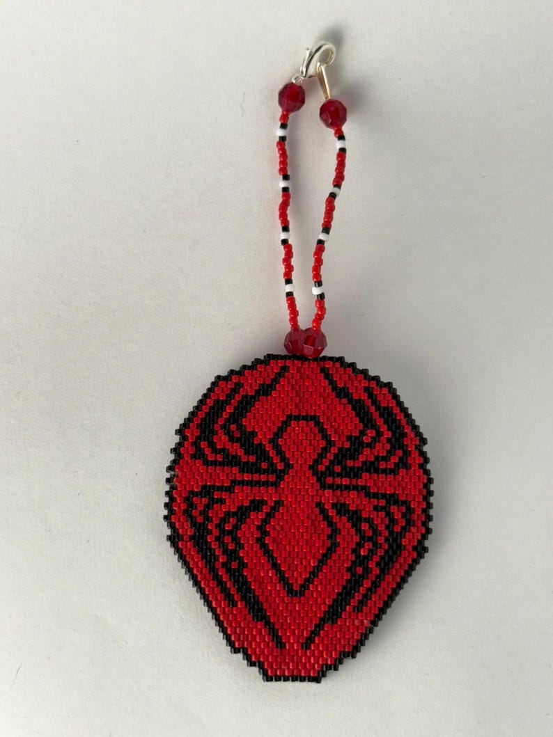 Spider-man Beaded Medallion Key Chain Double Sided - Etsy