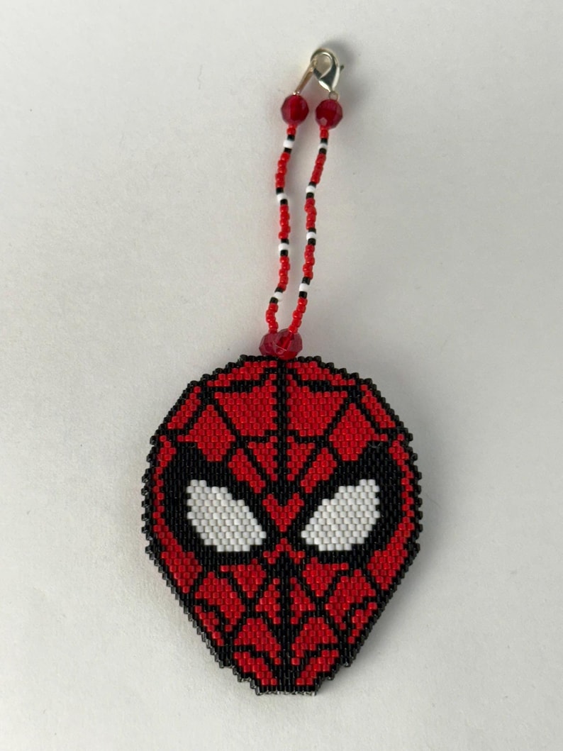 Spider-man Beaded Medallion Key Chain Double Sided - Etsy