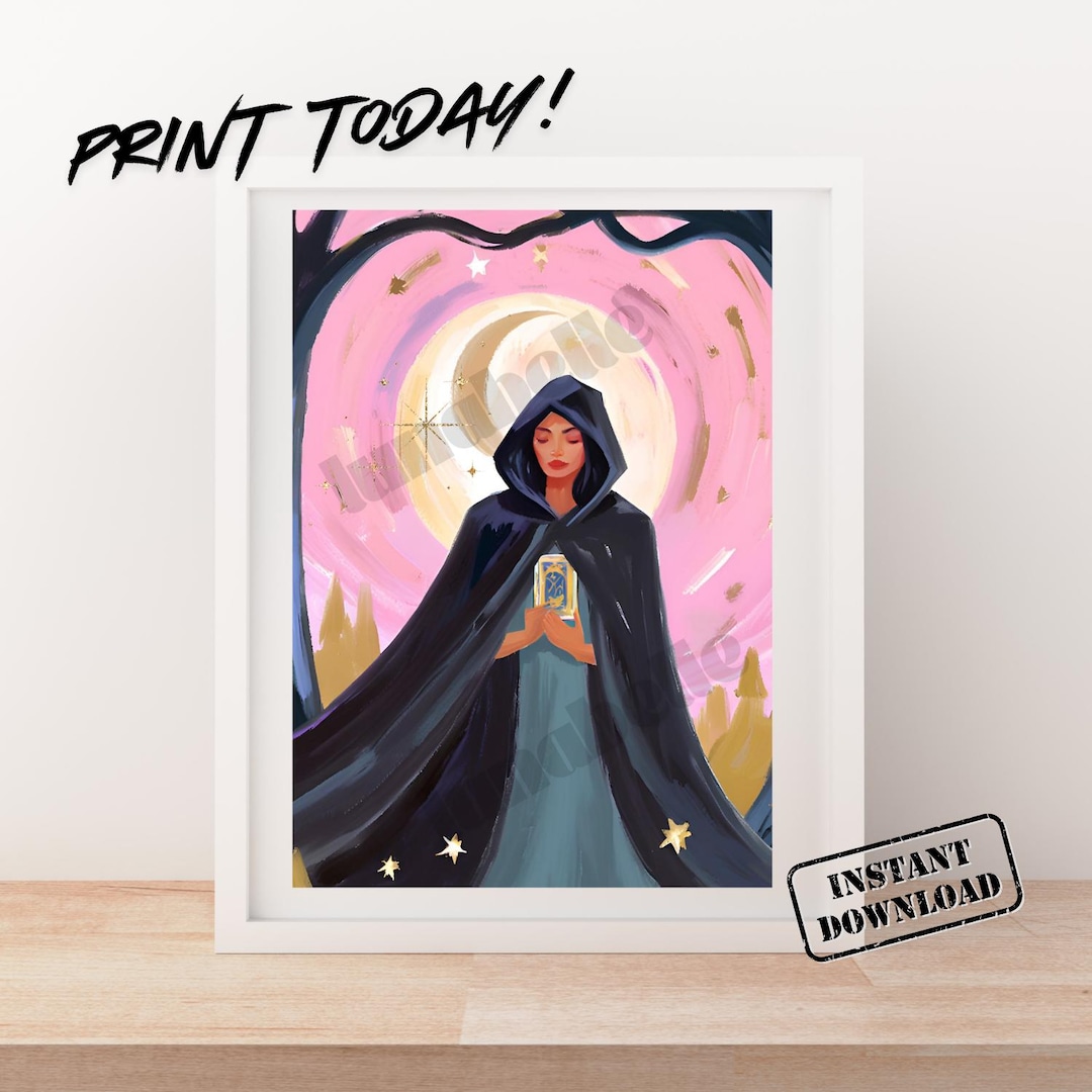Tarot Card Lady Woman in Cloak Digital Art Print; Printable; Instant ...