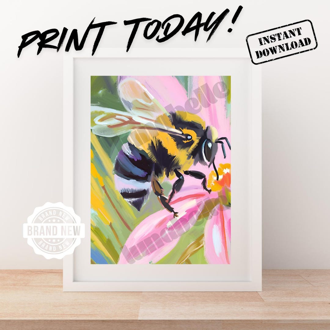 Bold Bright Bumble Bee Digital Art Print; Instant Download; Printable; Print; Bee Art - Etsy
