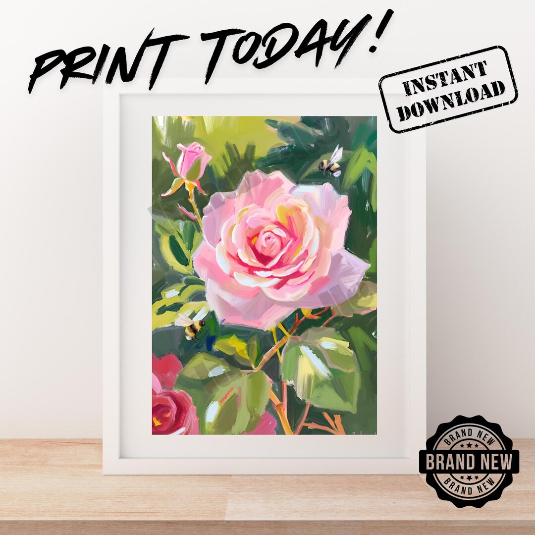 Summer Rose Bold Digital Art Print; Printable; Instant Download; Roses ...