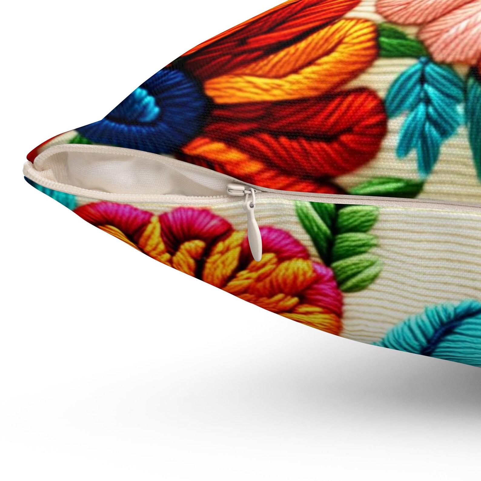 Mexican Embroidery Pillow – Colorful Floral Throw Cushion – Boho Home ...