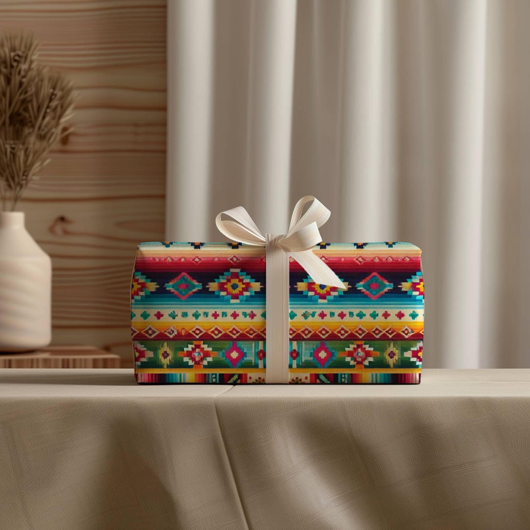 Serape Style Wrapping Paper, Colorful Festive Gift Wrap, Mexican Fiesta ...
