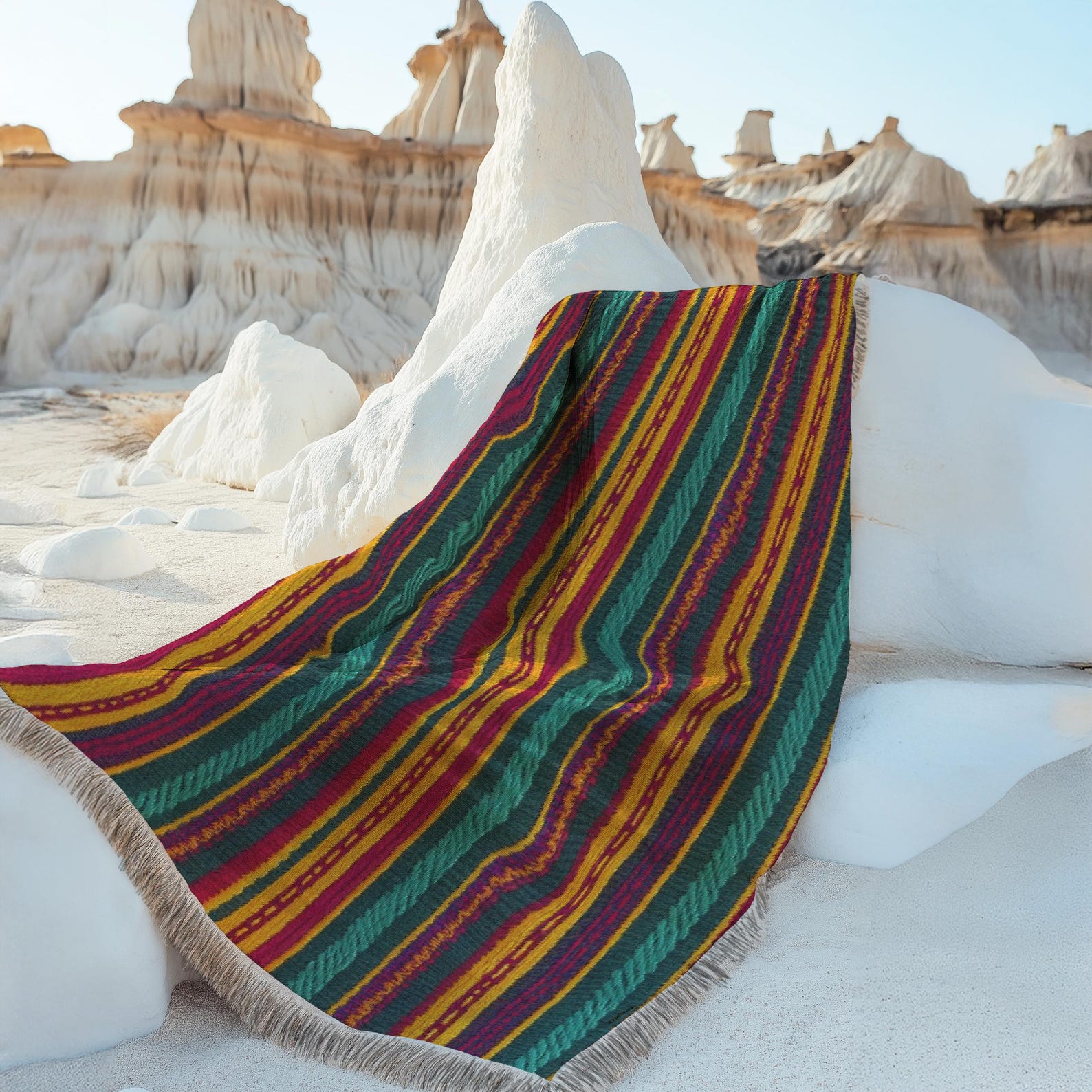 Striped Mexican Serape Blanket | Aztec Pattern Throw, Boho Aztec Home ...