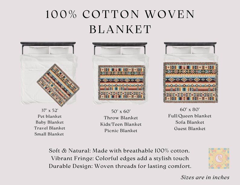 Striped Mexican Serape Blanket | Aztec Pattern Throw, Boho Aztec Home ...