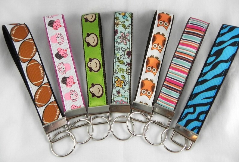 Custom Ribbon Key Fob / Key Chain Holder You pick the | Etsy