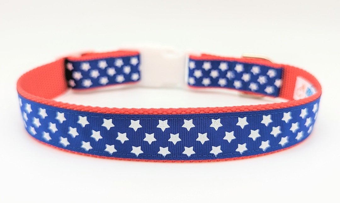 Patriotic Stars Dog Collar, American 4th of July, Super Hero ...