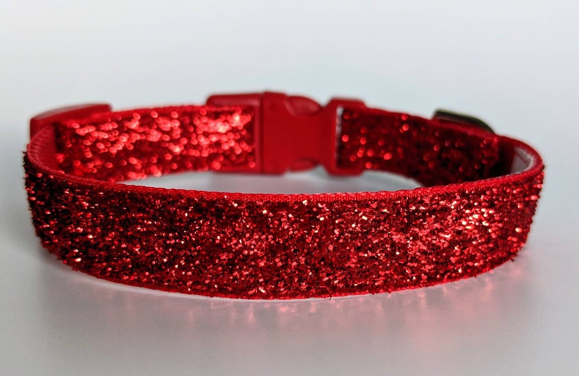 Red Sparkle Dog Collar / Glitter Bling Dog Collar / Christmas | Etsy
