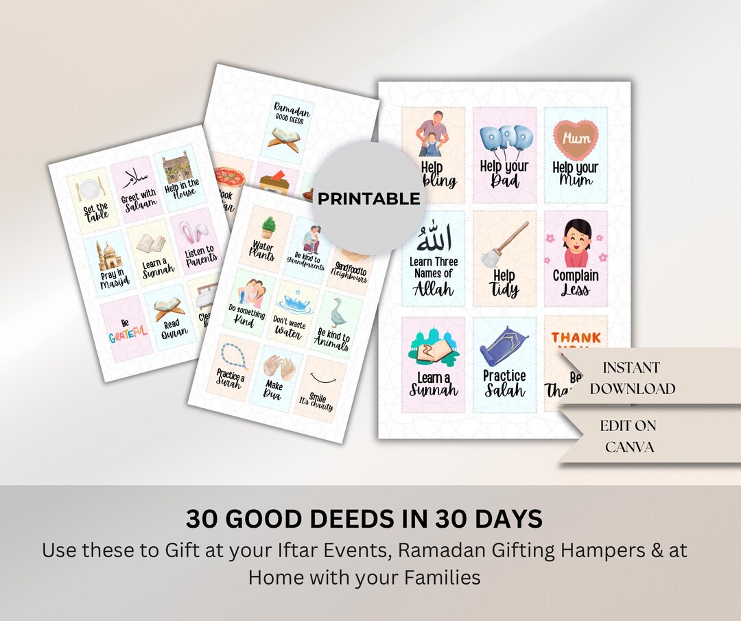 Ramadan Good Deeds Cards | Cards for Kids | Ramdan Gifting | Islamic ...