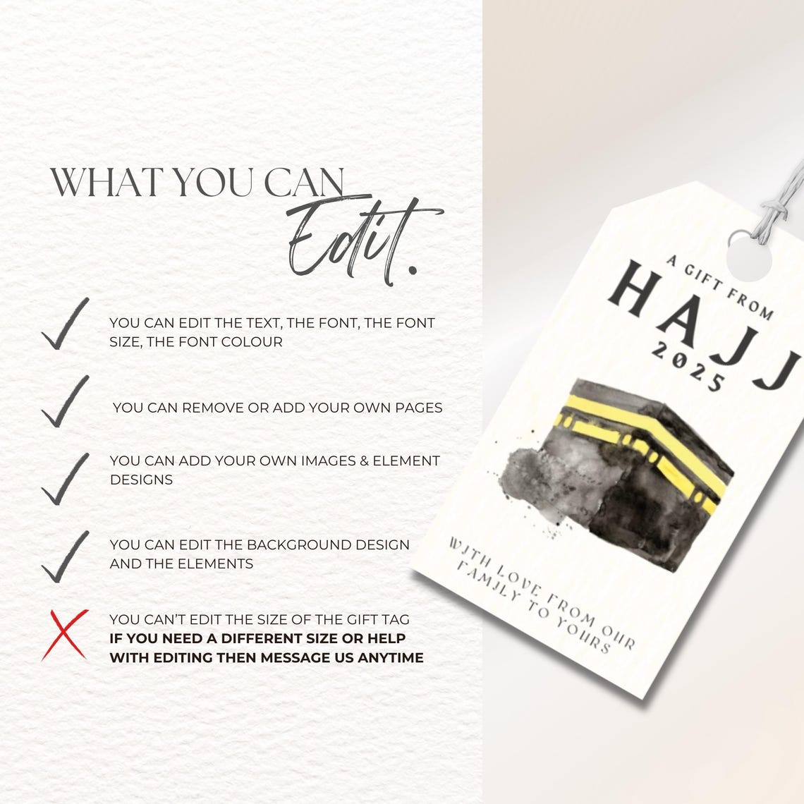 Editable Hajj Mubarak Gift Tag Instant Download, Personalisable Custom ...