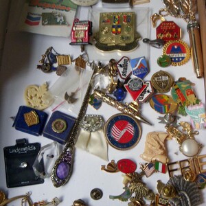 Huge Vintage Junk Drawer Lot, Jewelry Watches Pins Medals Advertising ...