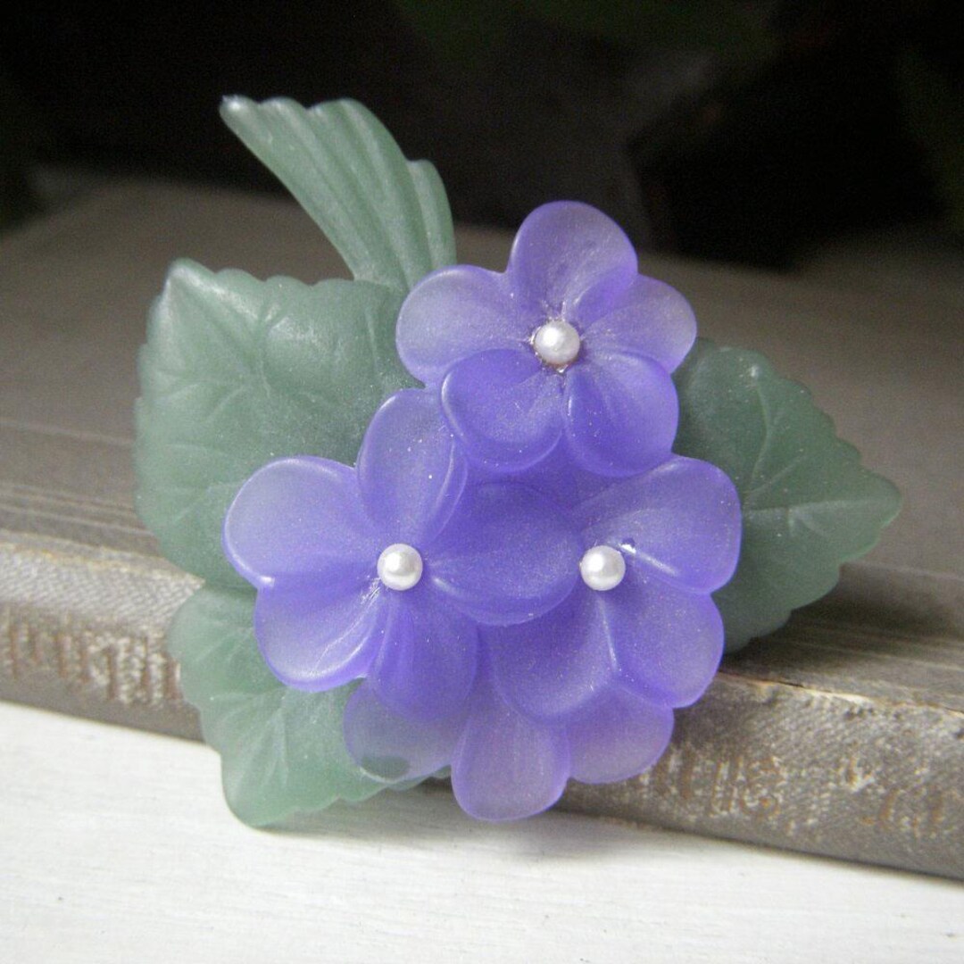 Avon Violet Brooch, Early 80's Vintage Floral Pin, Blue Violet Leaf ...