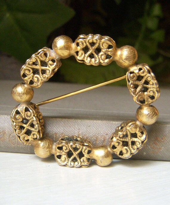 vintage unusual brass filigree - Gem