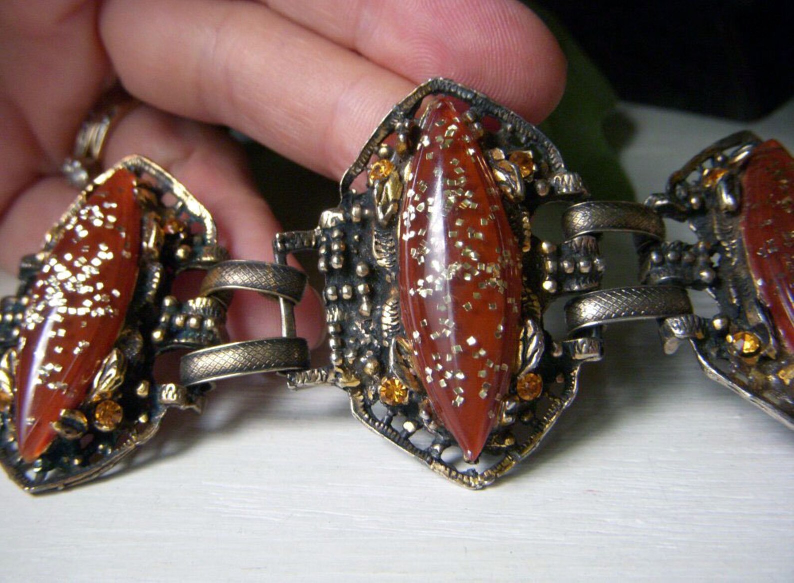 Vintage Selro Selini Large Link Bracelet, on Sale, Rare Burnt Orange ...