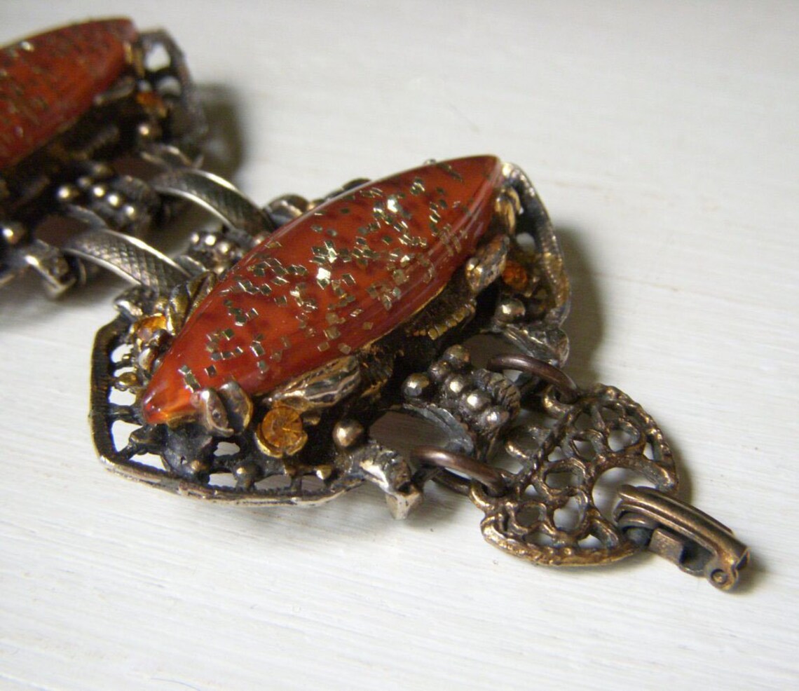Vintage Selro Selini Large Link Bracelet, on Sale, Rare Burnt Orange ...