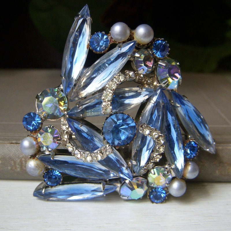 Blue Rhinestone Pin - Etsy