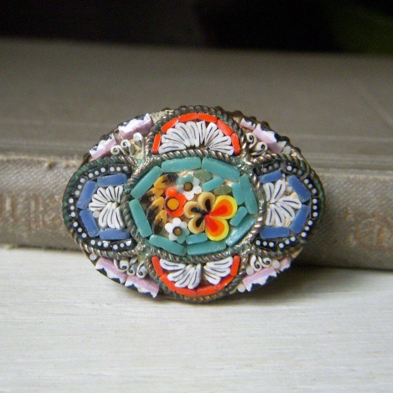 Micro Mosaic Brooch - Etsy