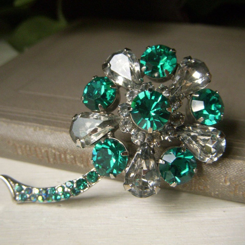 Teal Flower Brooch - Etsy