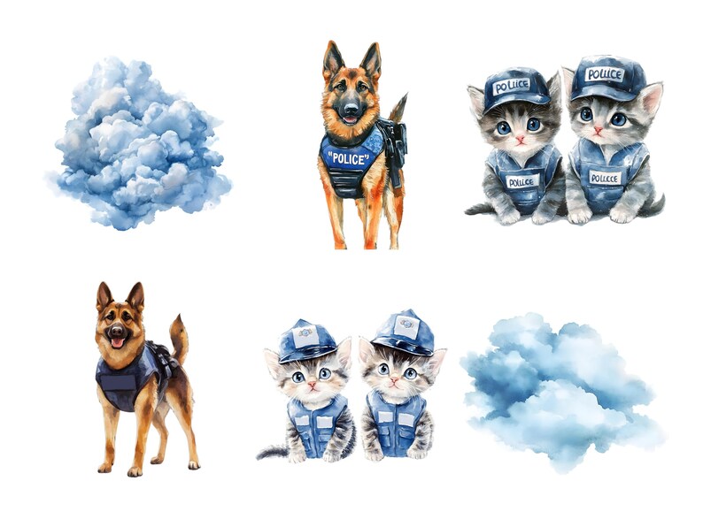 Watercolor Police Clipart Png Bundle, Police Clipart, Cute Police ...