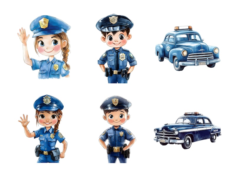 Watercolor Police Clipart Png Bundle, Police Clipart, Cute Police ...