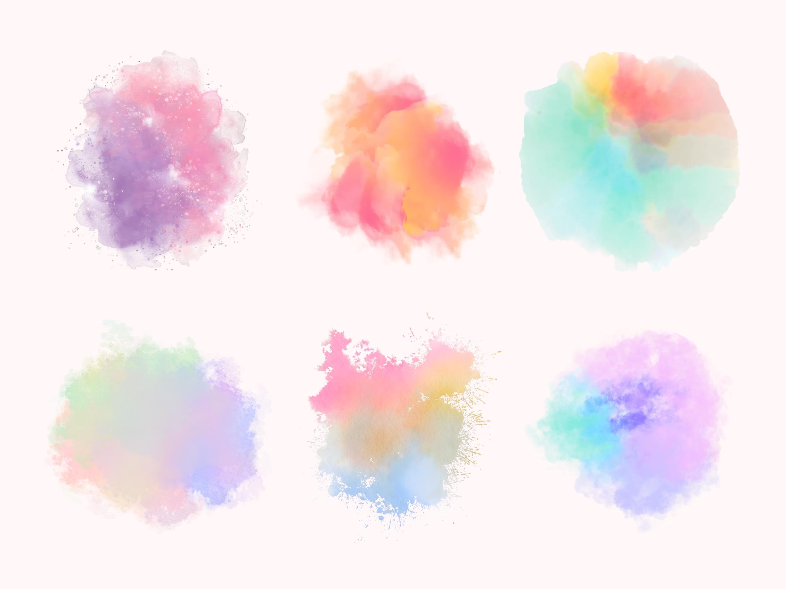 Pastel Watercolor Splash Clipart Bundle Png, Paint Splatter Png ...
