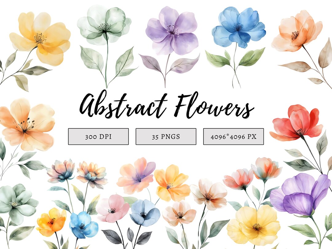35 Abstract Flower Clipart Bundle Png, Abstract Flower Clipart, Flowers ...